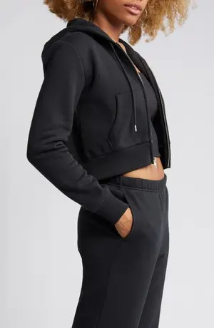 Bp. Crop Cotton-blend Zip-up Hoodie