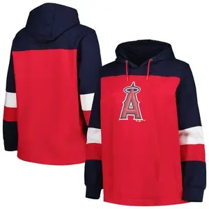 Profile Los Angeles Angels Colorblock Pullover Hoodie - Red