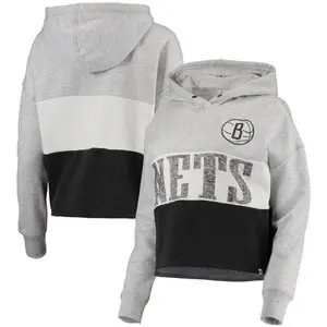 '47 Heathered /heathered Black Brooklyn Nets Lizzy Cutoff Pullover Hoodie - Gray
