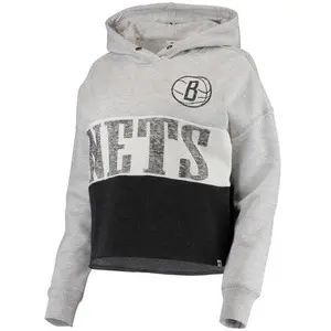 '47 Heathered /heathered Black Brooklyn Nets Lizzy Cutoff Pullover Hoodie