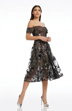 Dress The Population Valeria Sequin Off The Shoulder Cocktail Dress
