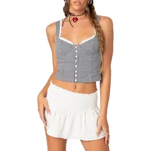 EDIKTED Gingham Bustier Corset Top