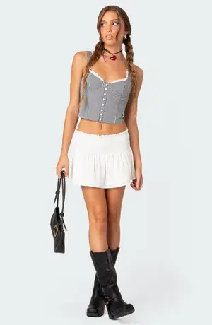 EDIKTED Gingham Bustier Corset Top