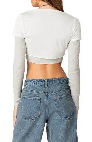 EDIKTED Layered Long Sleeve Crop Top
