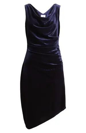 Sam Edelman Drape Neck Stretch Velvet Cocktail Dress