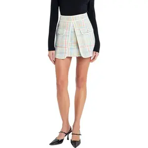 English Factory Plaid Bouclé Miniskirt
