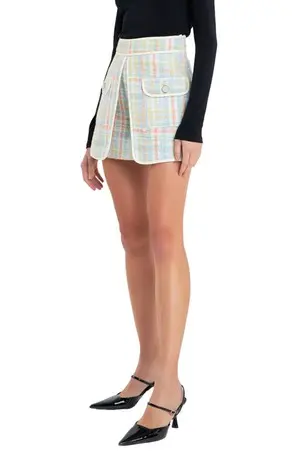 English Factory Plaid Bouclé Miniskirt