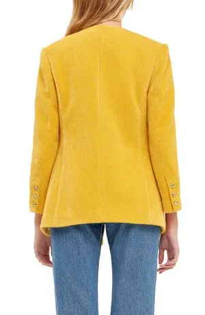English Factory Texture Metallic Double Breasted Jacket - Yellow