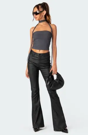 EDIKTED Gathered Strapless Crop Top With Scarf