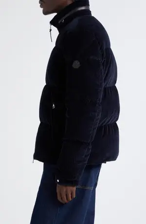 Moncler Besbre Quilted Corduroy Short Down Puffer Jacket - Night Sky