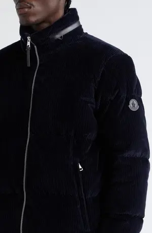 Moncler Besbre Quilted Corduroy Short Down Puffer Jacket - Night Sky