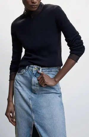 Mango Denim Midi Skirt