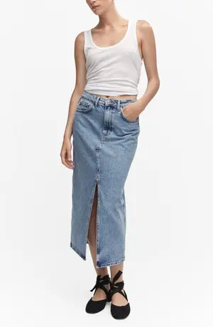 Mango Denim Midi Skirt
