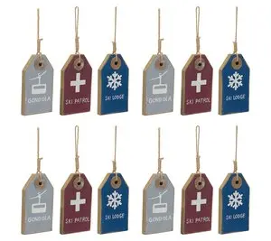 MELROSE Wood Ski Tag Ornament - One-color