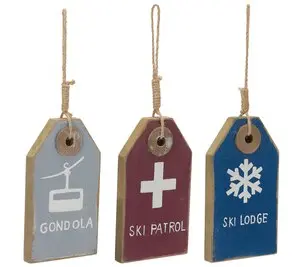 MELROSE Wood Ski Tag Ornament