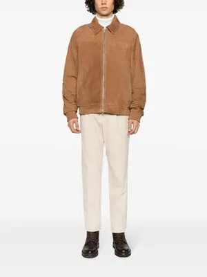 LARDINI Zip-up Suede Bomber Jacket