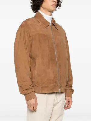 LARDINI Zip-up Suede Bomber Jacket