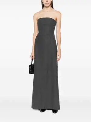 Alberta Ferretti Bustier Flannel Maxi Dress
