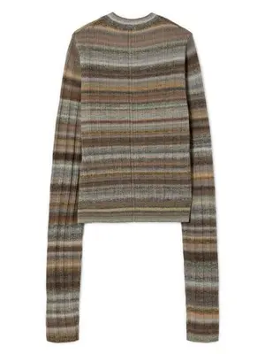 RE/DONE Striped Ribbed-knit Wool Cardigan