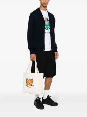 Maison Kitsuné Fox Head Canvas Tote Bag - Neutrals