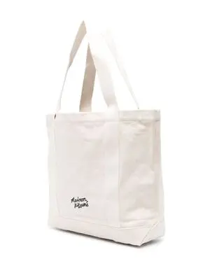 Maison Kitsuné Fox Head Canvas Tote Bag - Neutrals