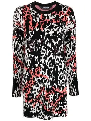 Just Cavalli Jacquard Leopard-print Minidress