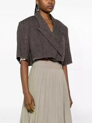 UMA WANG Herringbone Pattern Cropped Blazer