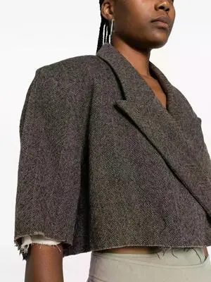 UMA WANG Herringbone Pattern Cropped Blazer