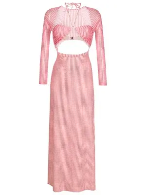 AMIR SLAMA Gingham Check Pattern Maxi Dress