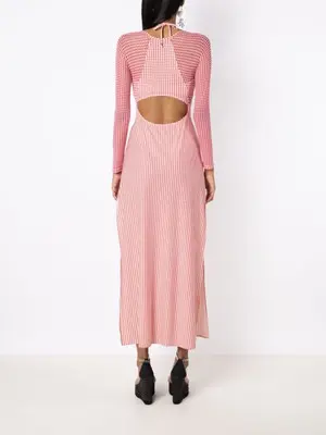 AMIR SLAMA Gingham Check Pattern Maxi Dress