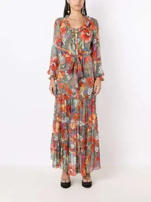 AMIR SLAMA Floral-print Silk Dress