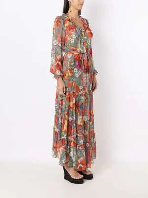 AMIR SLAMA Floral-print Silk Dress
