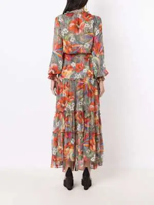 AMIR SLAMA Floral-print Silk Dress