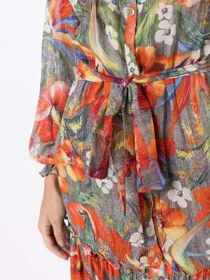 AMIR SLAMA Floral-print Silk Dress