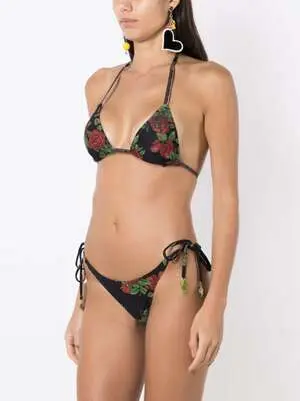 AMIR SLAMA Rose-print Triangle Bikini