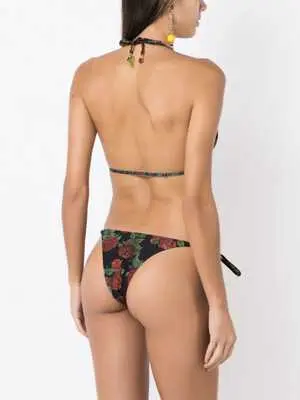 AMIR SLAMA Rose-print Triangle Bikini