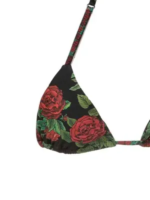 AMIR SLAMA Rose-print Triangle Bikini