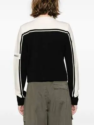 Palm Angels Logo-intarsia Wool Zip Cardigan - Black