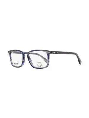 BOSS Marbled Rectangle-frame Eyeglasses - Blue