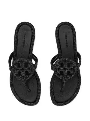 Tory Burch Miller Crystal-embellished Slides - Black