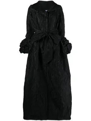 BARUNI Gathered-sleeve Shimmer Belted Gown