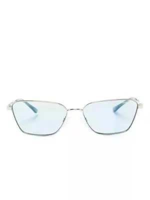 Emporio Armani Logo-engraved Square-frame Sunglasses - Silver