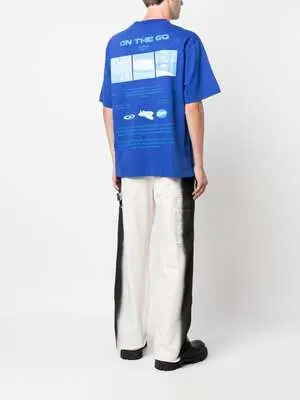 Off-White Moon-print Cotton T-shirt - Blue