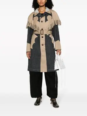 MAISON MARGIELA Fringed Panelled Single-breasted Coat - Neutrals