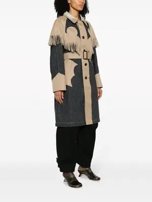 MAISON MARGIELA Fringed Panelled Single-breasted Coat - Neutrals