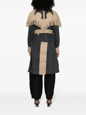 MAISON MARGIELA Fringed Panelled Single-breasted Coat - Neutrals