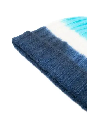THE ELDER STATESMAN Chunky Ribbed-knit Cashmere Beanie - Blue