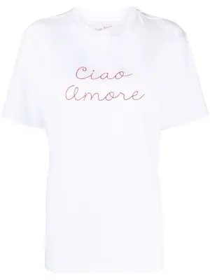 Giada Benincasa Embroidered-slogan Cotton T-shirt - White