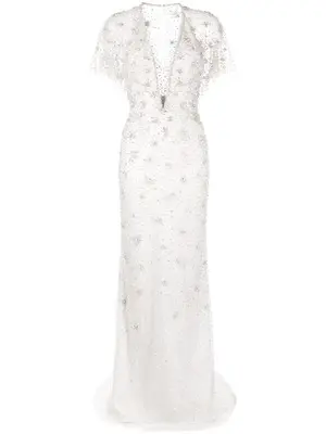 Jenny Packham Sofie Crystal-embellished Gown - Grey