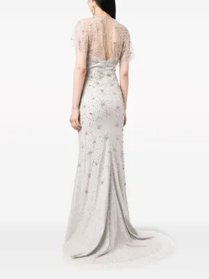 Jenny Packham Sofie Crystal-embellished Gown - Grey